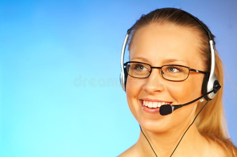 Woman with a Headset stock photo. Image of desk, communicating - 513754