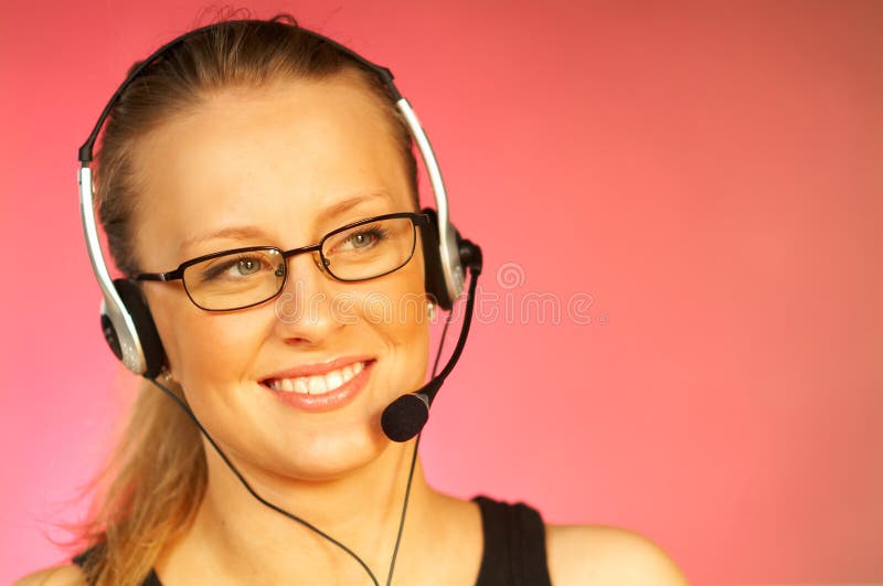 Woman with a Headset stock photo. Image of assistant, brunette - 24596