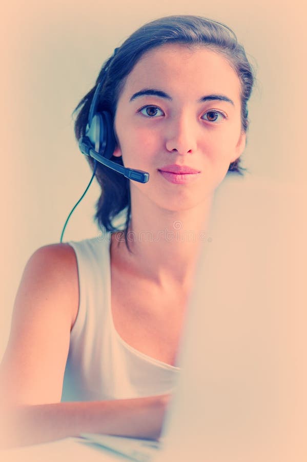 Woman with headset stock image. Image of businesswoman - 50549297