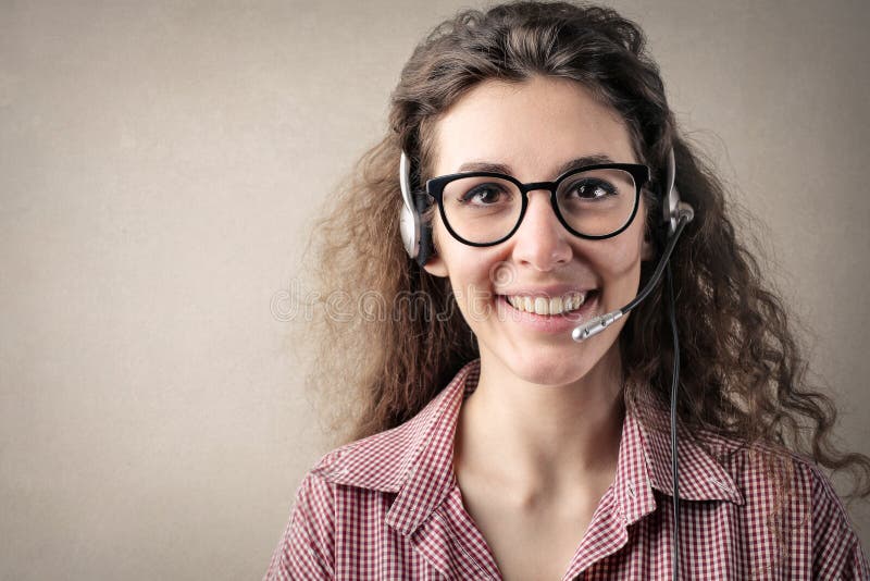 Woman with a headset stock photo. Image of pretty, work - 78468834
