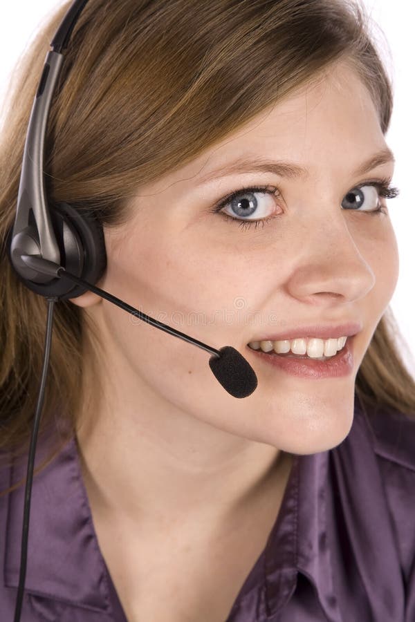 Woman with Headset Up Close Stock Photo - Image of professional ...