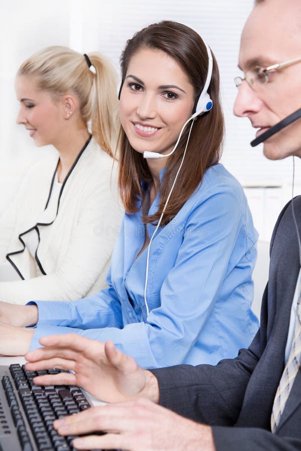 Woman with Headset Working in a Call-center. Stock Image - Image of ...