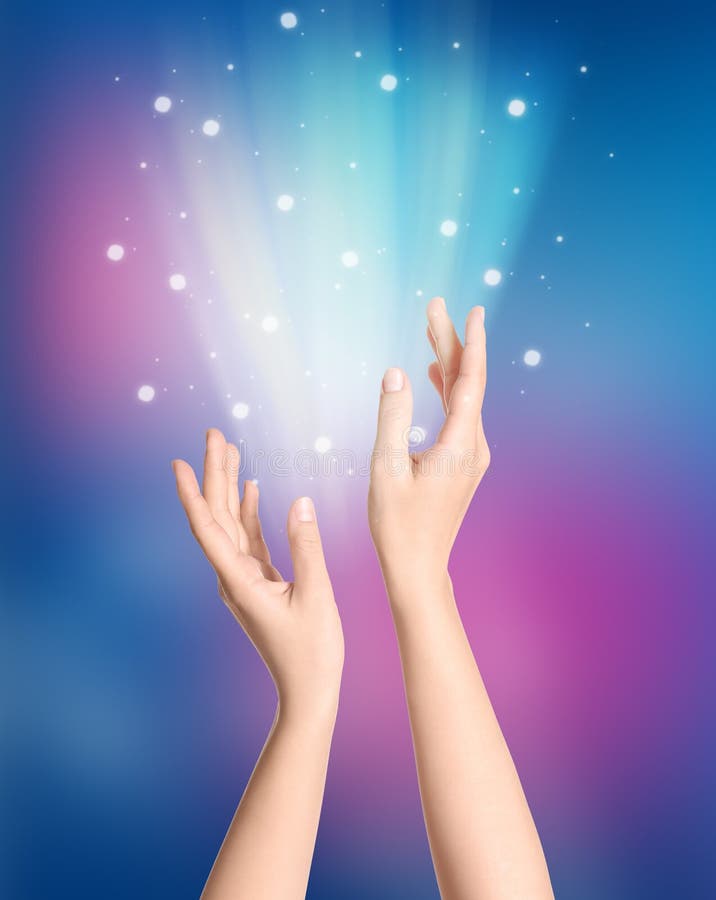 Woman and Healing Energy, Closeup Stock Photo - Image of medicine ...