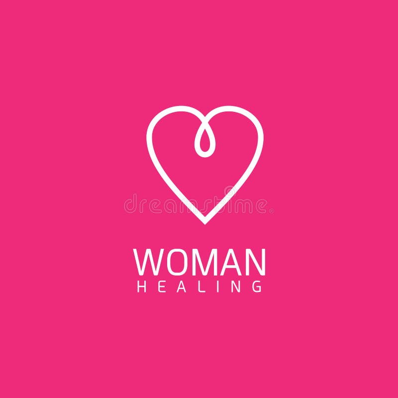 Woman Healing Logo Design with Love Icon Stock Vector - Illustration of ...