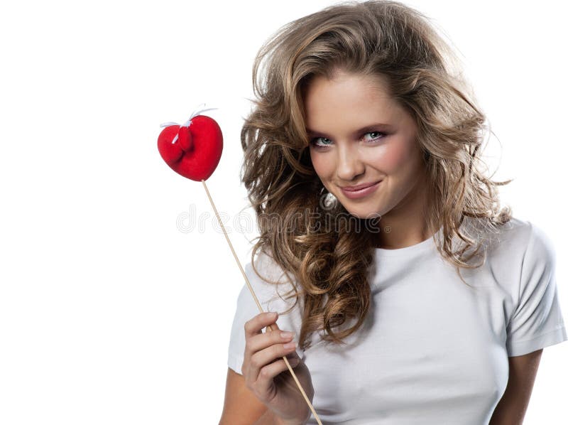 Woman with heart stock image. Image of solated, girl - 13253327