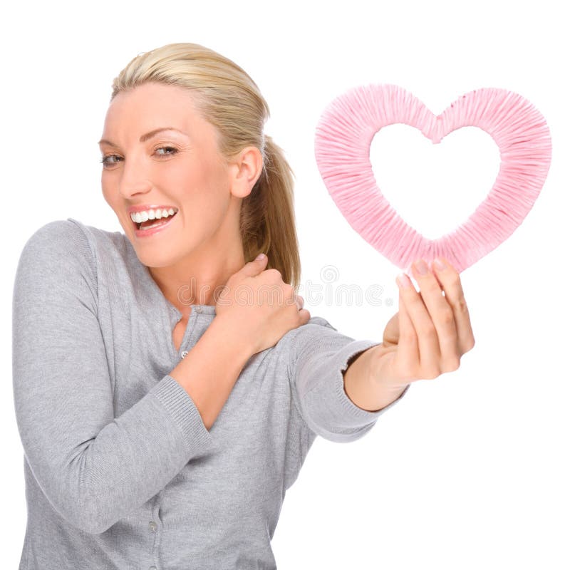 Woman with heart stock image. Image of love, attractive - 24757069