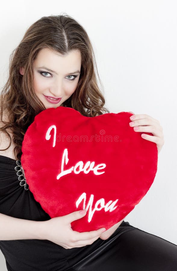 Woman with heart stock image. Image of smiling, love - 28527075