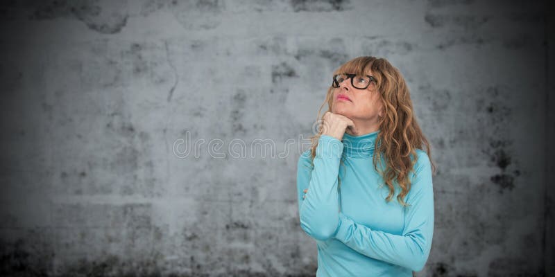 Woman on Her Back with Gesture of Thinking Stock Image - Image of ...
