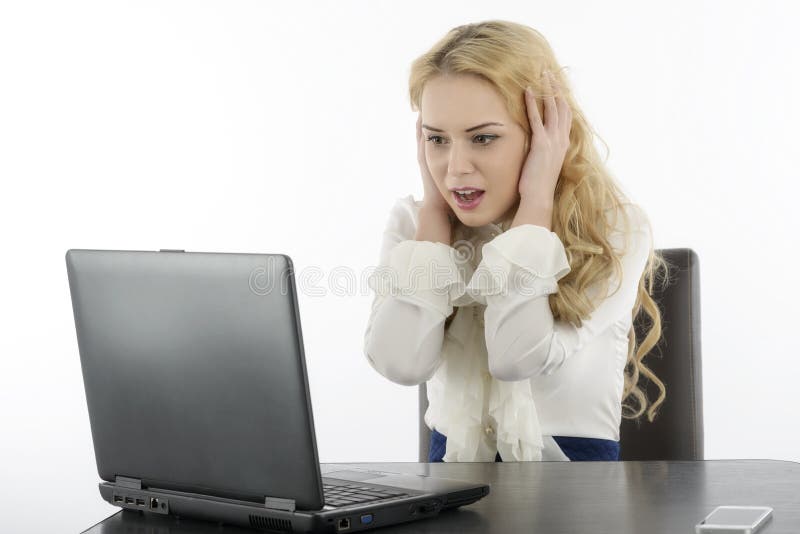 Secretary Shocked Computer Screen Stock Photos - Free & Royalty-Free ...