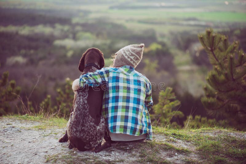 Woman and Her Dog Posing Outdoor. Stock Photo - Image of pointer, pure ...
