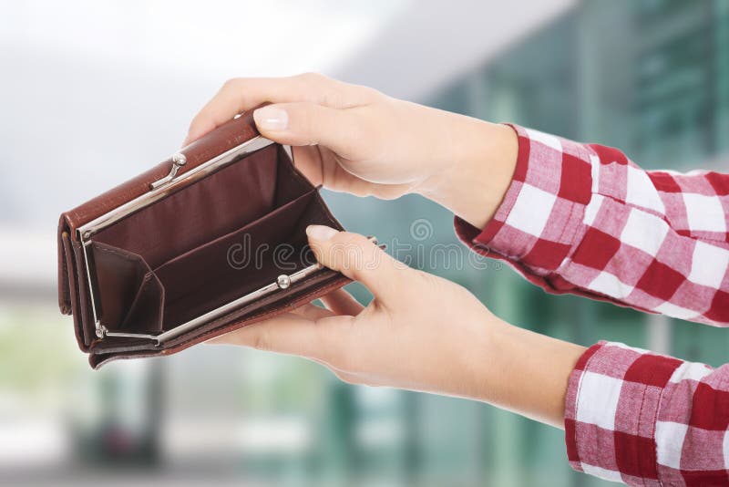 Woman with Her Empty Wallet Stock Photo - Image of cash, payment: 47069794