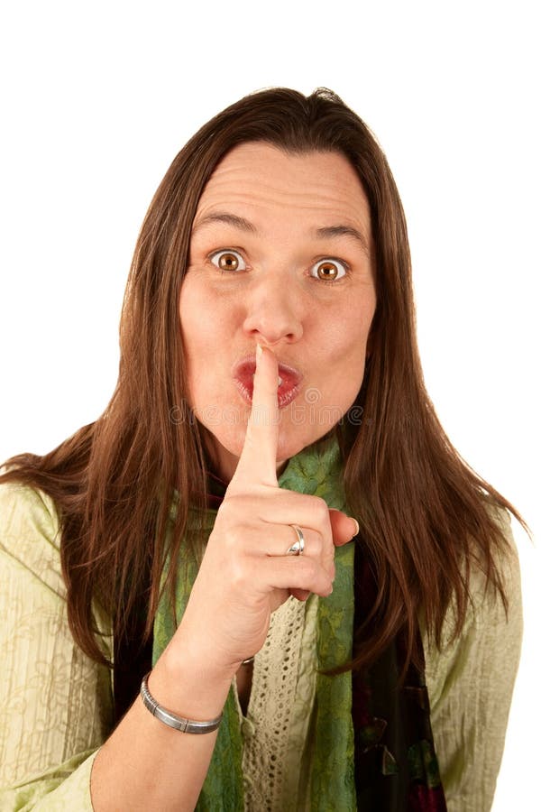 Woman with Her Finger To Lips Stock Image - Image of serene, casual ...