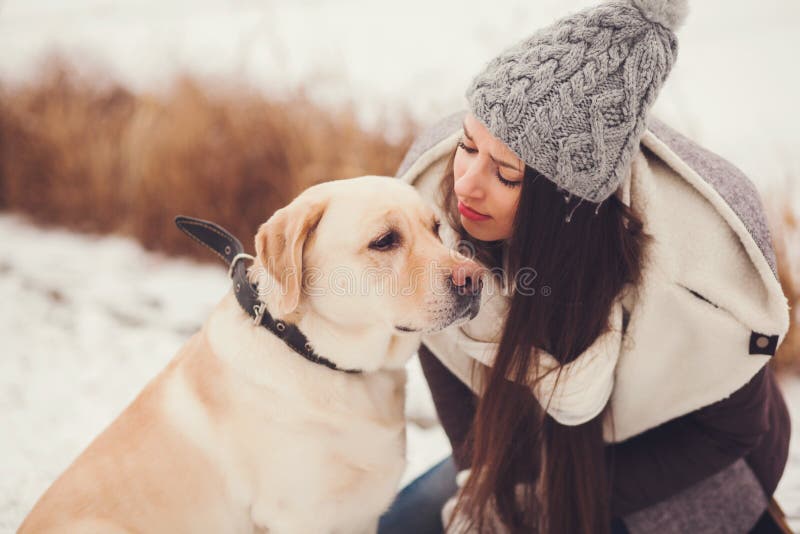 Woman and her labrador stock image. Image of canine, person - 51147159