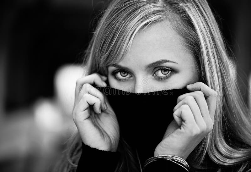 Woman hide face stock image. Image of faith, blond, mask - 16465017
