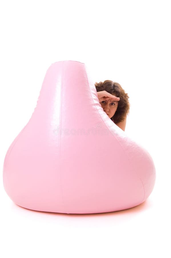 Woman hiding behind chair stock photo. Image of girl, look - 5182000