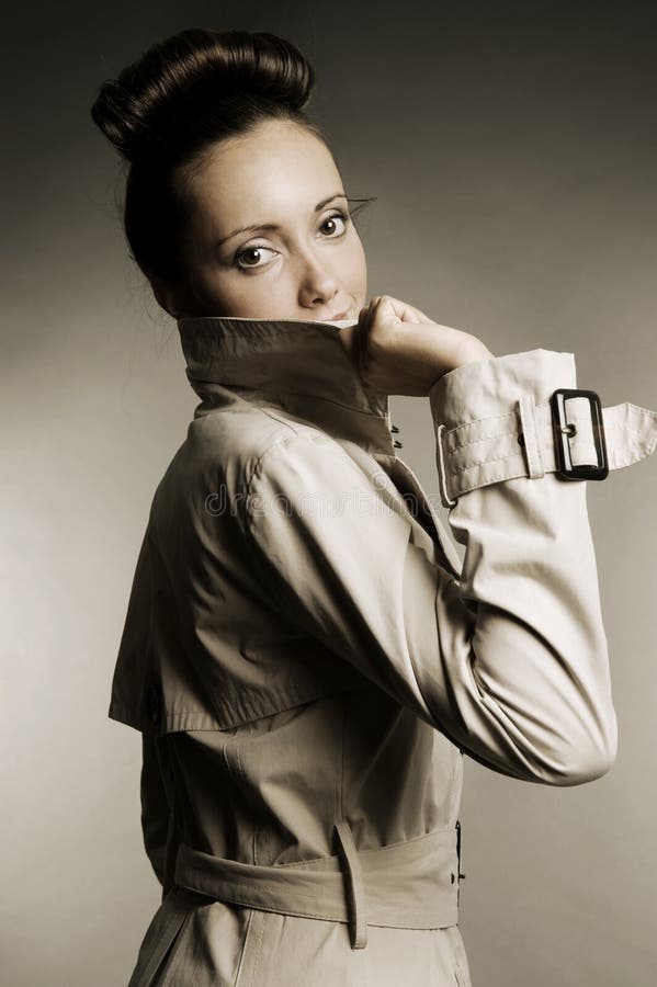 Woman Hiding Behind the Collar of Cloak Stock Image - Image of figure ...