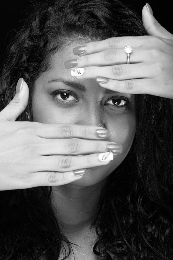 Woman hiding her face stock image. Image of bare, female - 74441355