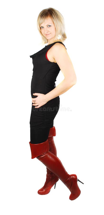 Woman in high red boots. stock image. Image of heels - 12597781
