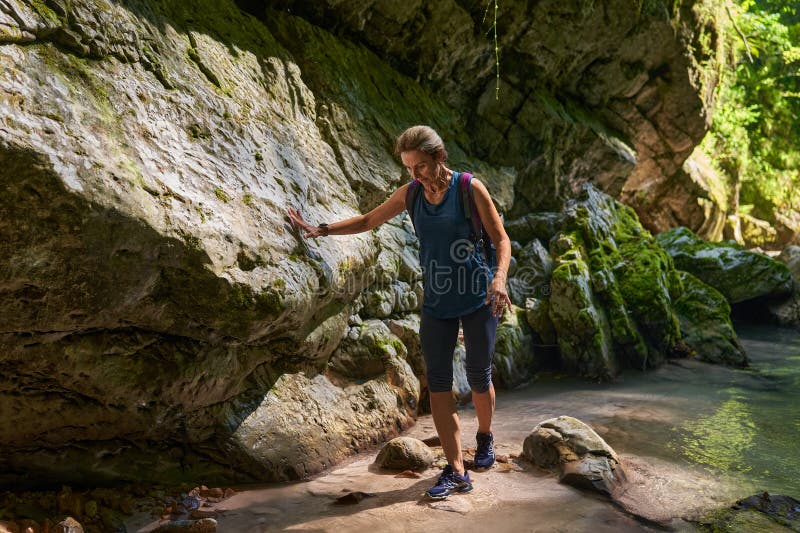 Woman Hiker Exploring a Canyon Stock Photo - Image of activity ...