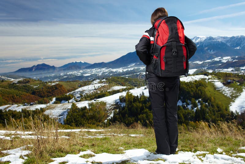 Woman Hiker Looking into Horizon Stock Photo - Image of hike, nature ...