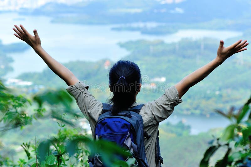 Woman hiker open arms stock photo. Image of girl, arms - 30718272