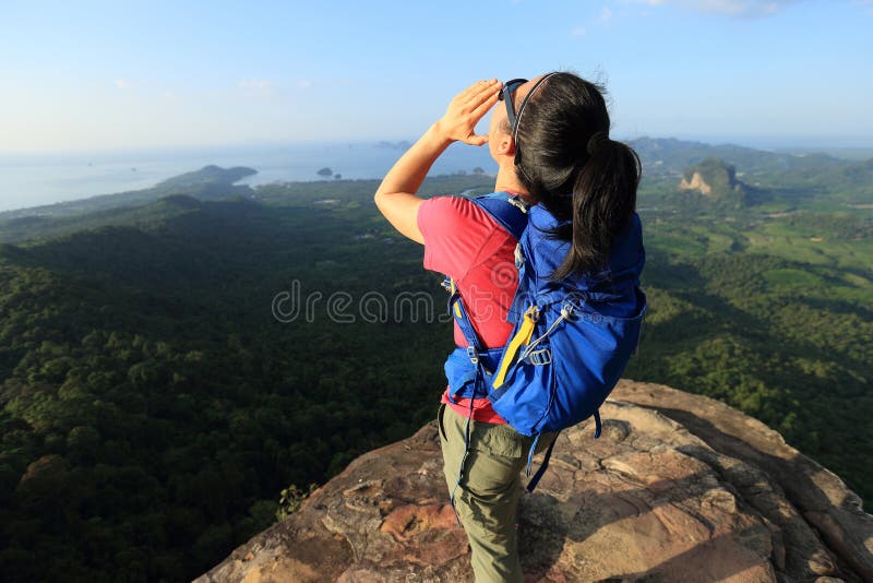 Hiker Shouting To Hear Echo Stock Image - Image of people, freedom ...