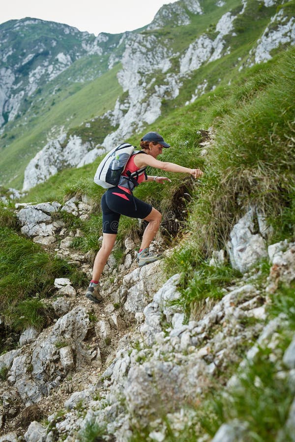 Hiker on Steep Mountain Path Stock Photo - Image of hike, asia: 30718230