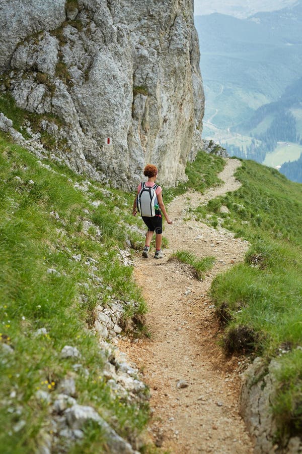 Woman Hiker on a Steep Trail Stock Image - Image of lifestyle, person ...