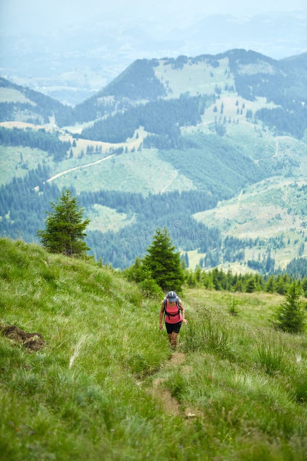Hiker on Steep Mountain Path Stock Photo - Image of hike, asia: 30718230