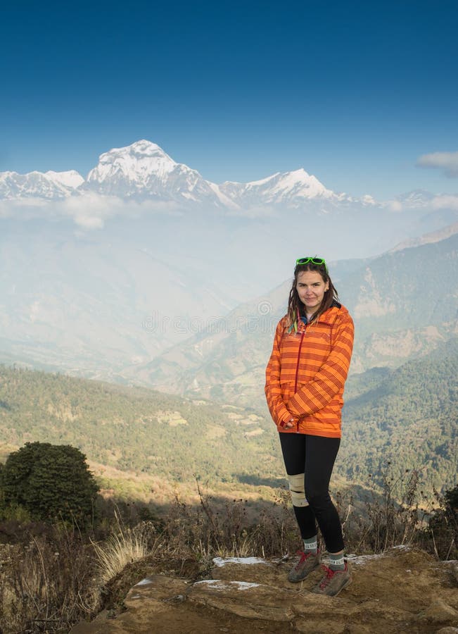 Woman hiker on a top stock photo. Image of hiking, hiker - 54888628