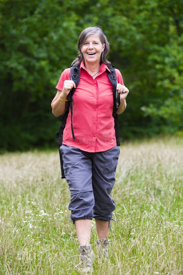Woman hiking stock photo. Image of healthy, meadow, outside - 43055912
