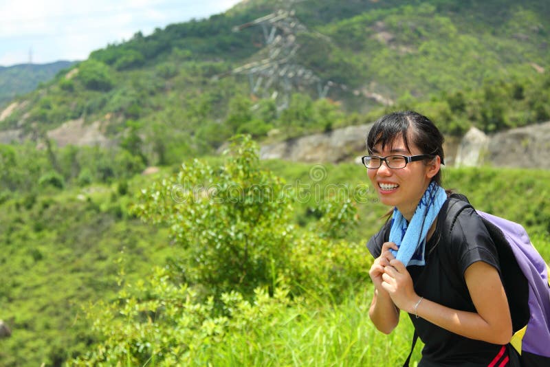 Woman Hiking Portrait with Copy Space. Stock Photo - Image of ...