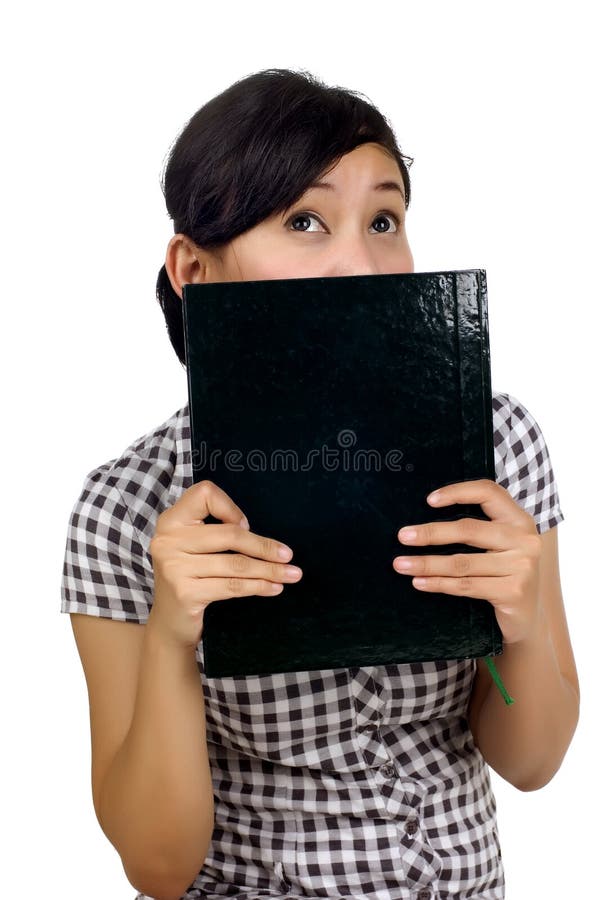 Woman Hold Book stock image. Image of eyes, hard, charming - 12949373