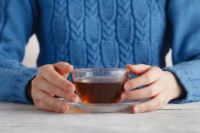 Woman Hold Cup of Tea in Hands Stock Photo - Image of forefinger, hold ...