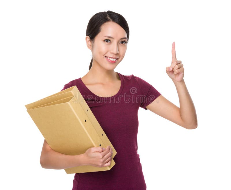Woman Hold Folder Finger Point Up Stock Photos - Free & Royalty-Free ...