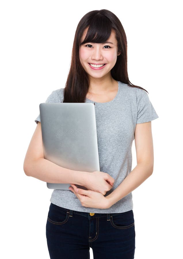 Young Woman Use of the Notebook Computer Stock Photo - Image of ...