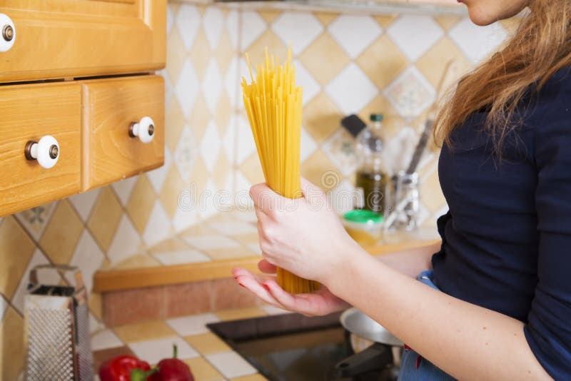 Woman Hold Pack of Unboiled Noodles Stock Image - Image of fashion ...