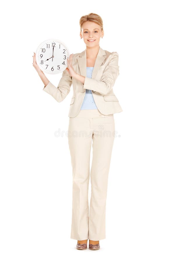 Woman holding big clock stock image. Image of corporate - 39762785