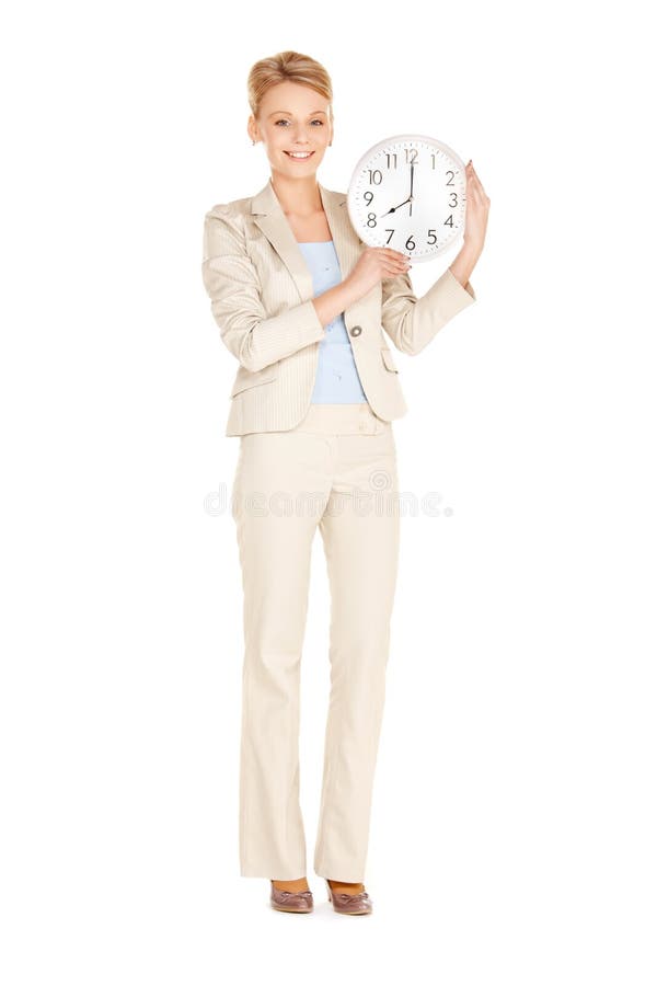Woman holding big clock stock image. Image of boss, person - 39763501