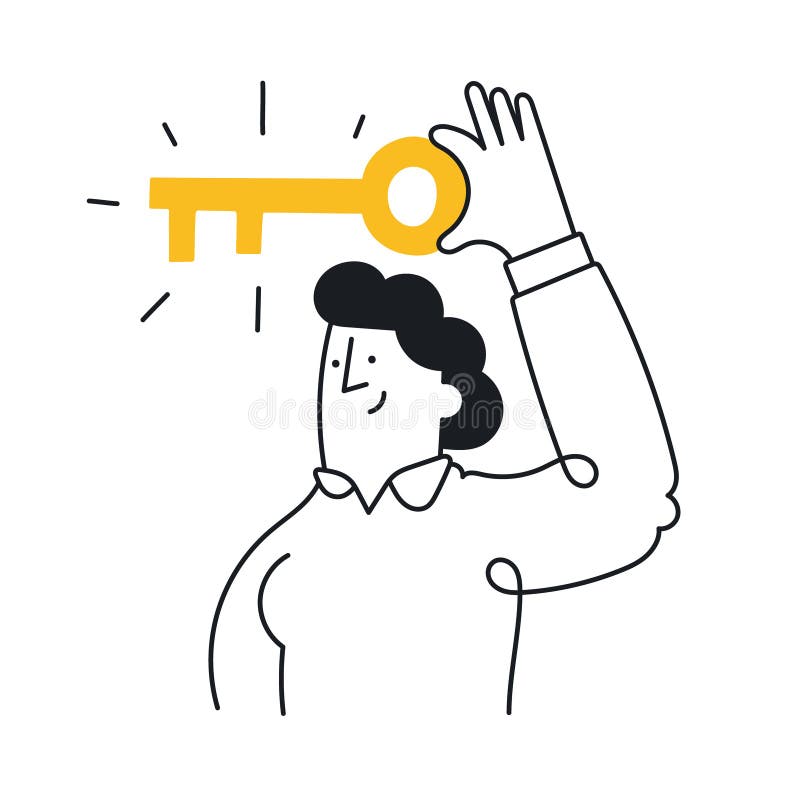 Woman Holding Big Key. Concept of Solution, Opportunity, Solving ...