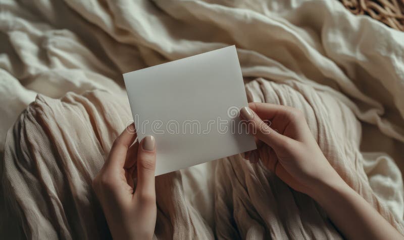 Woman Holding Blank White Paper Envelope, Template for Promotional ...