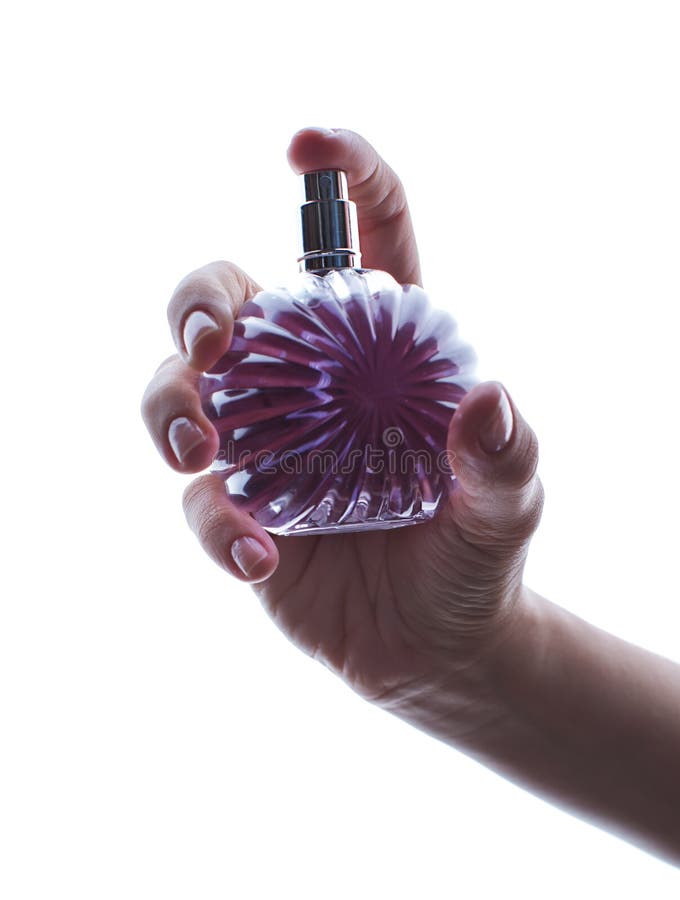 Woman Holding Bottle Perfume Stock Photo - Image of silhouette ...
