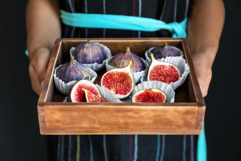 Fresh figs in a box stock image. Image of vitamins, close - 149804359