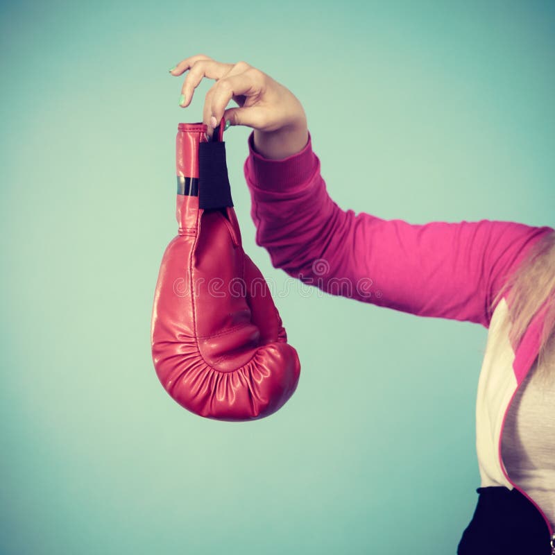 Woman Holding Boxing Gloves Stock Image - Image of training, sport ...