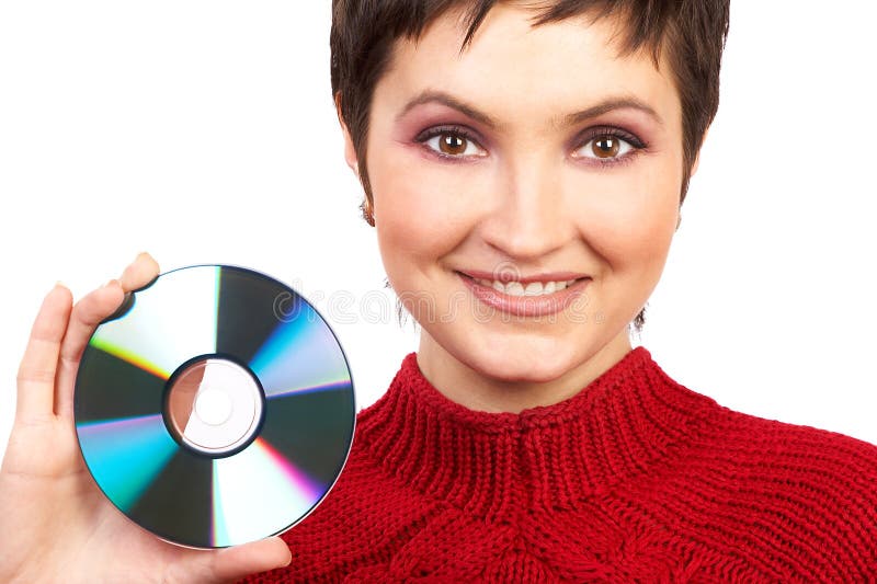Woman holding a cd stock photo. Image of eyes, face, burning - 884794
