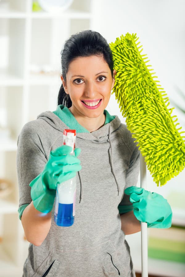 Woman Holding a Cleaning Spray in Hand Stock Image - Image of hygiene ...