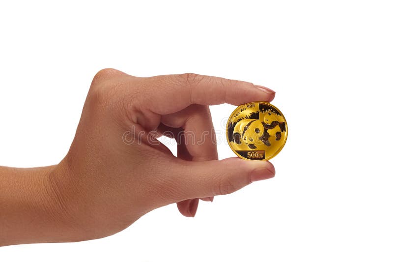 Hand Holding Gold Coin between Fingers Stock Photo - Image of earn ...