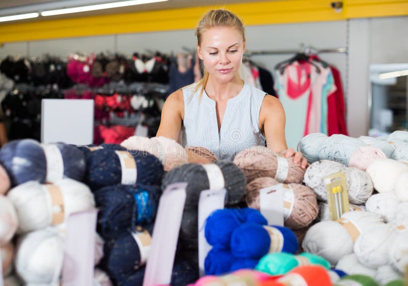 Woman Holding Colored Thread for Knitting Stock Image - Image of ...