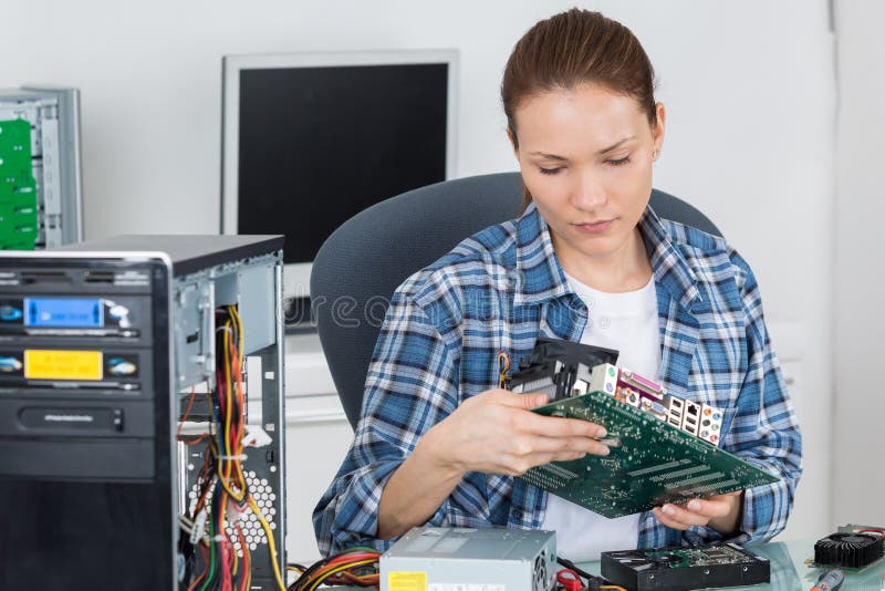 Woman Holding Computer Component Stock Image - Image of engineer ...