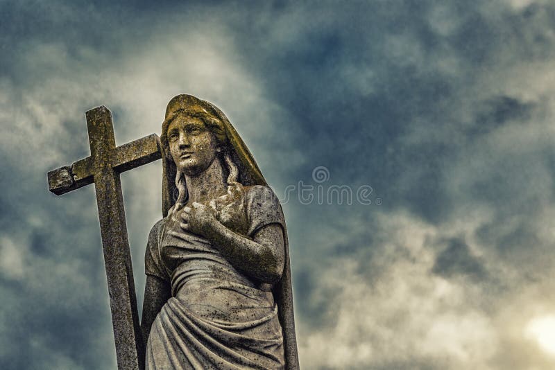 Red Cross and Statue of Pope from the Back Stock Photo - Image of ...